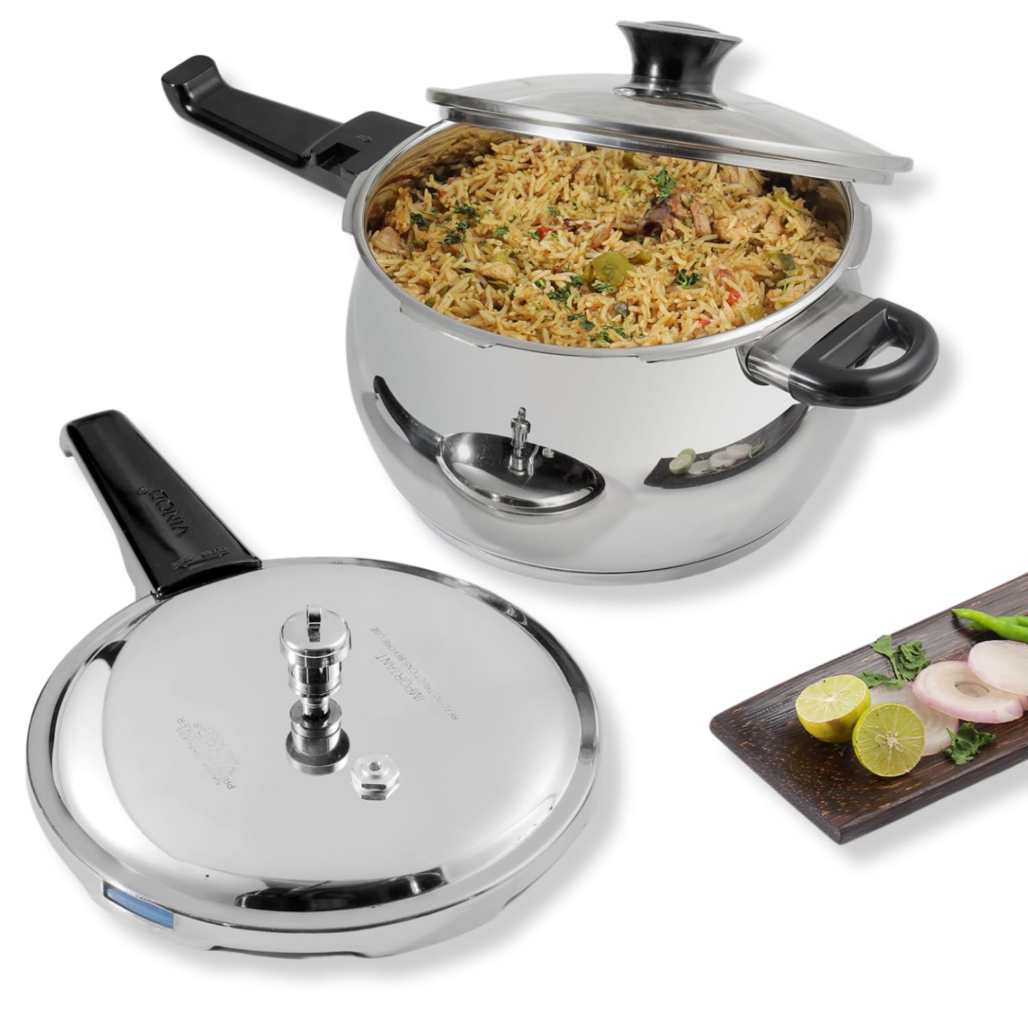 Vinod Splendid Plus Stainless Steel Outer Lid Pressure Cooker 3.5 Litre ...